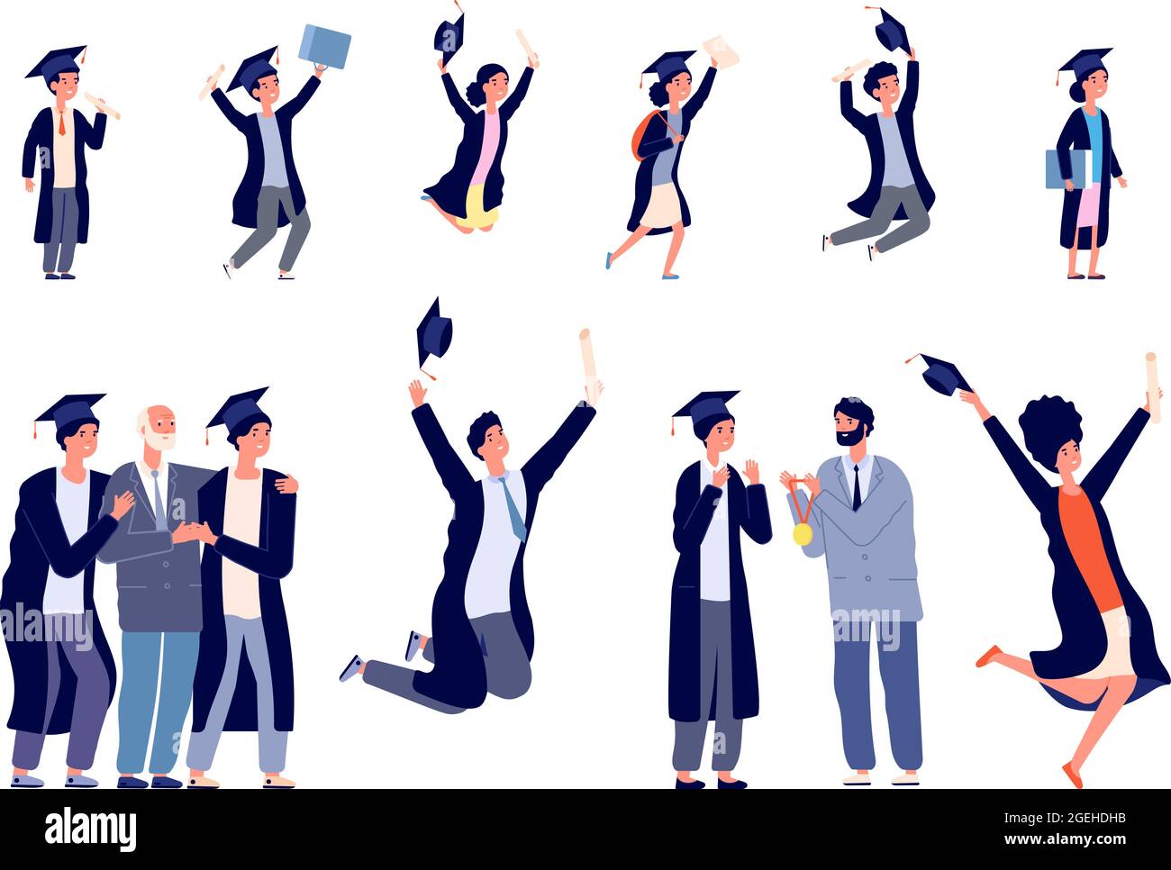 Children graduates. Happy students, kids graduating kindergarten ...