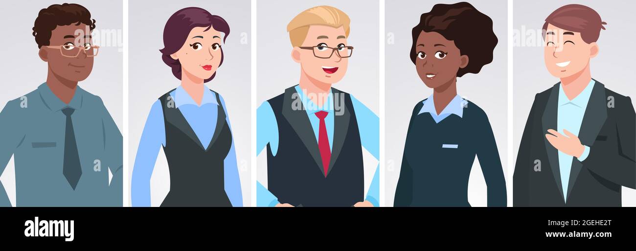 Professionals portraits. Diverse business people group, ethnically ...