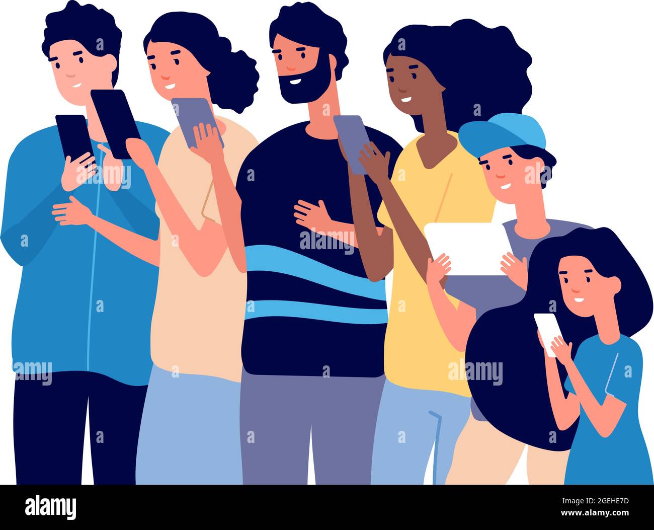 People portrait with gadgets. Diverse adults kids teenager use ...