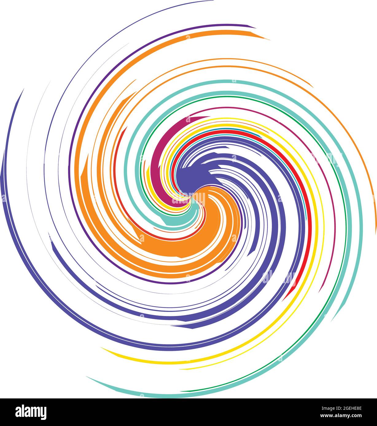 Curvy spiral, swirl and twirl element. Converging rotating radial ...