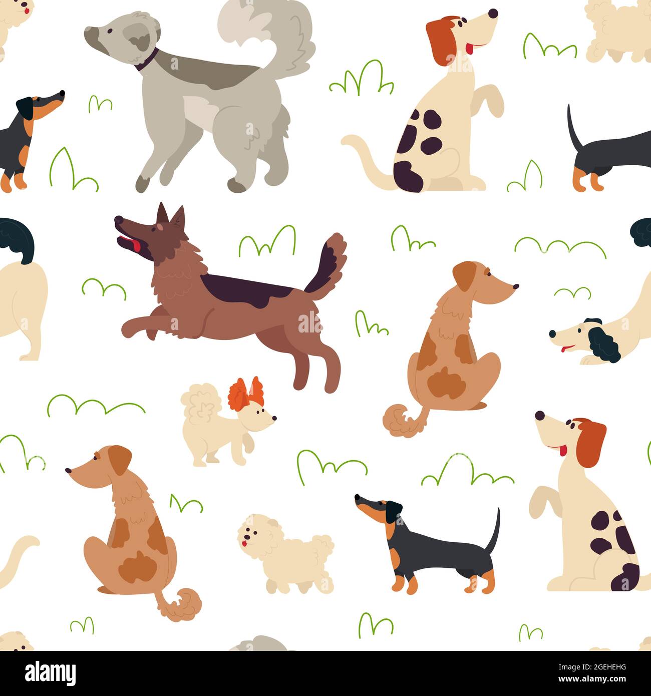 Cute dogs pattern. Animal seamless background, doodle trendy pets ...