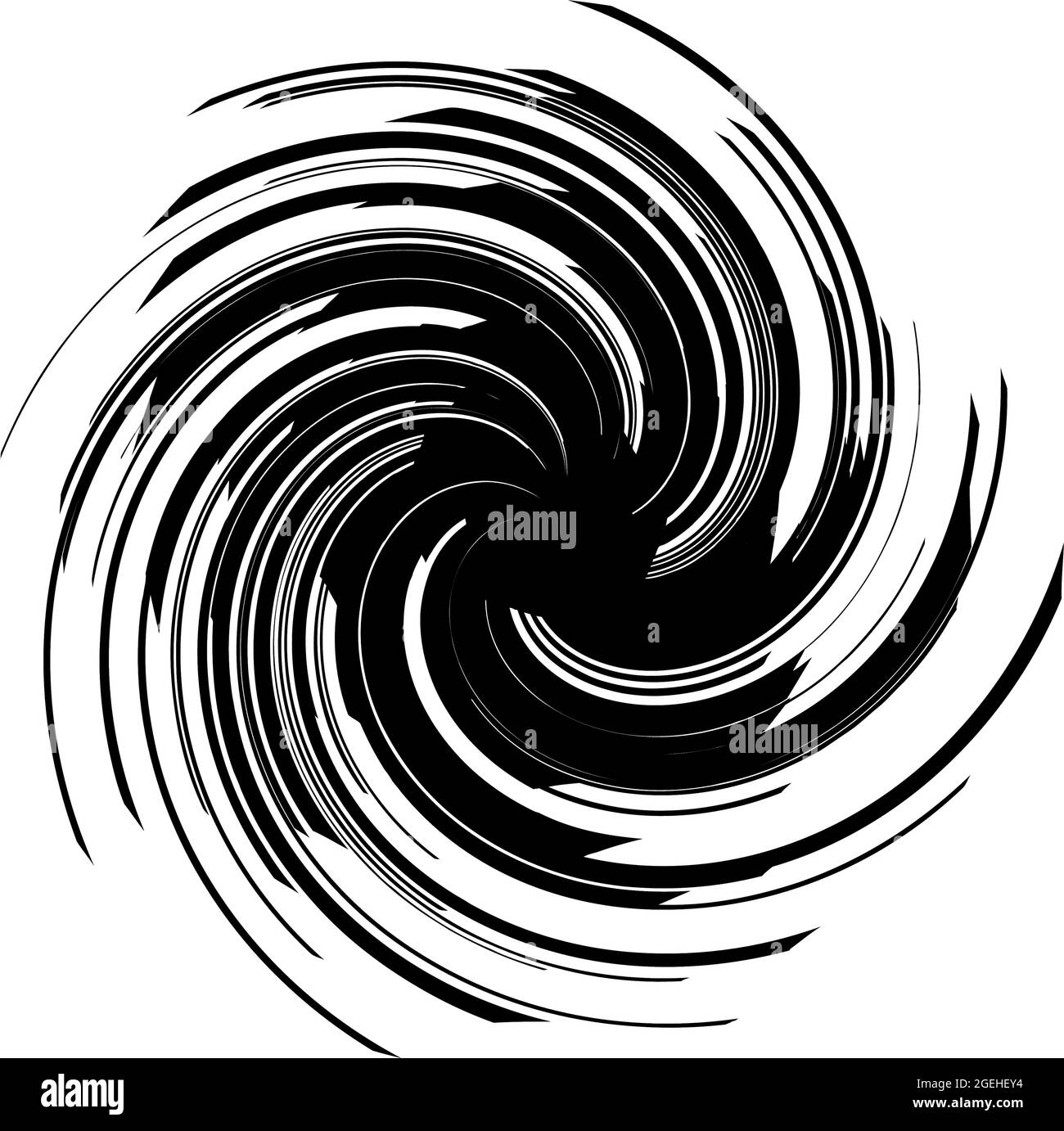 Curvy spiral, swirl and twirl element. Converging rotating radial ...
