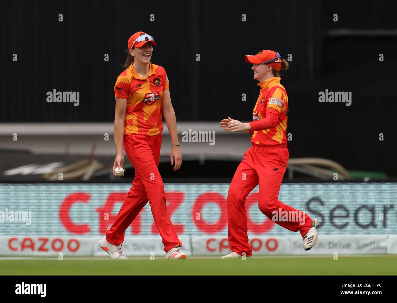 Birmingham Phoenix's Emily Arlott (left) celebrates catching out Oval ...