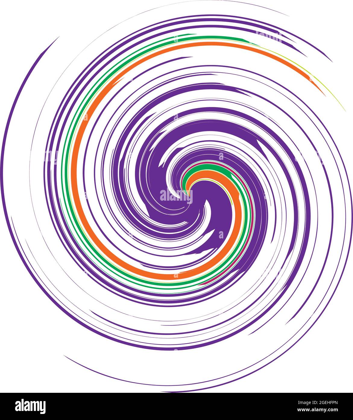 Curvy spiral, swirl and twirl element. Converging rotating radial ...