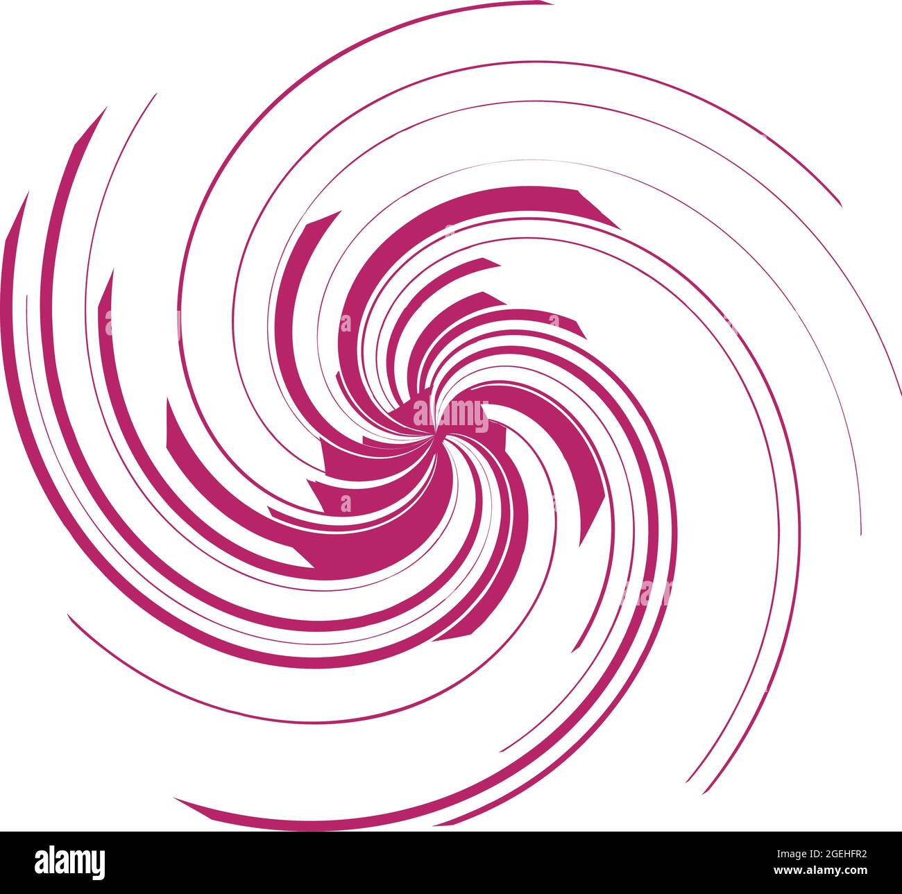 Curvy spiral, swirl and twirl element. Converging rotating radial ...