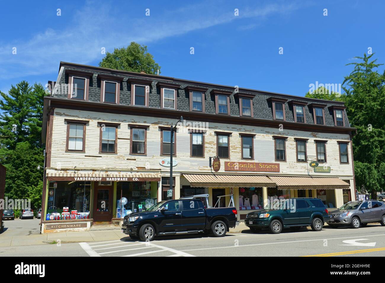 Historic Buildings On Main Street In Historic Center Of Concord Massachusetts Ma Usa Stock