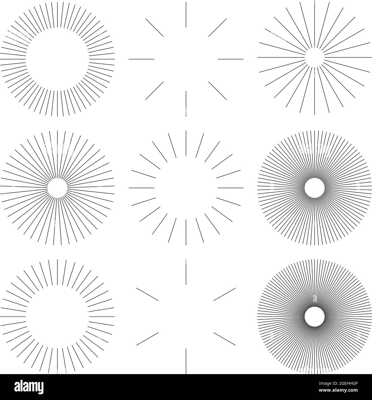 Radial, radiating, burst circular lines, stripes element. Starburst, sunburst. Gleam, glitter ...