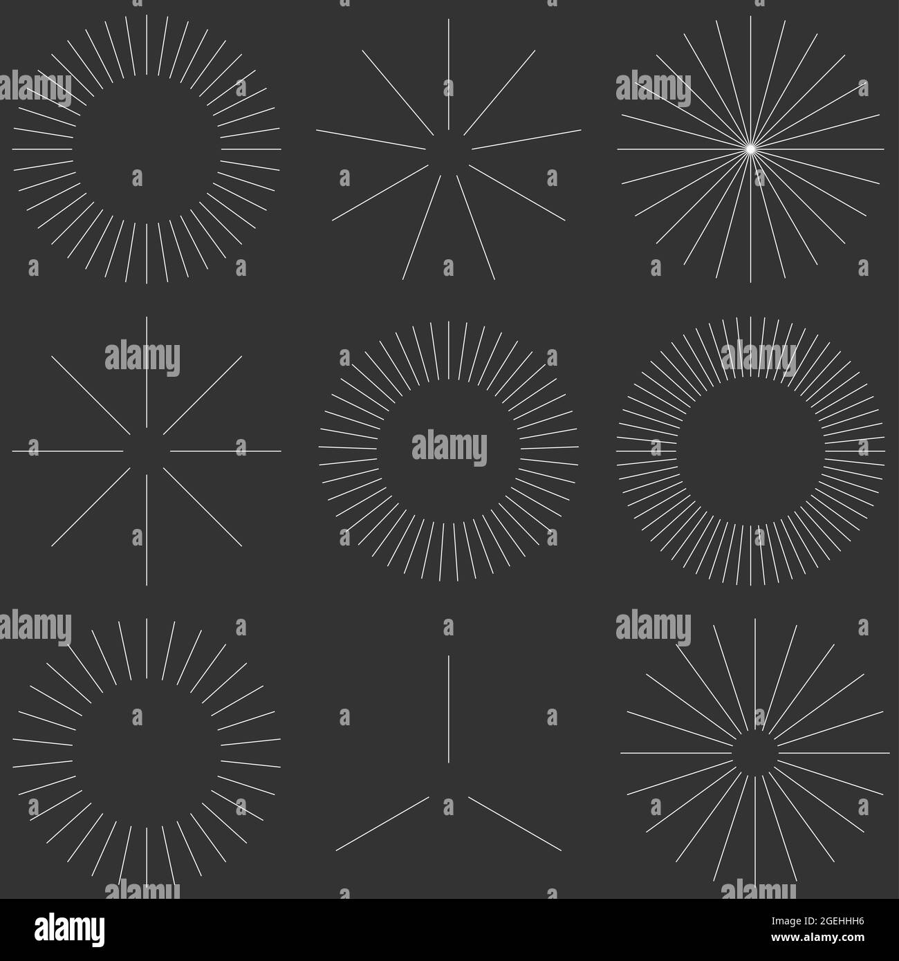 Radial, radiating, burst circular lines, stripes element. Starburst, sunburst. Gleam, glitter ...
