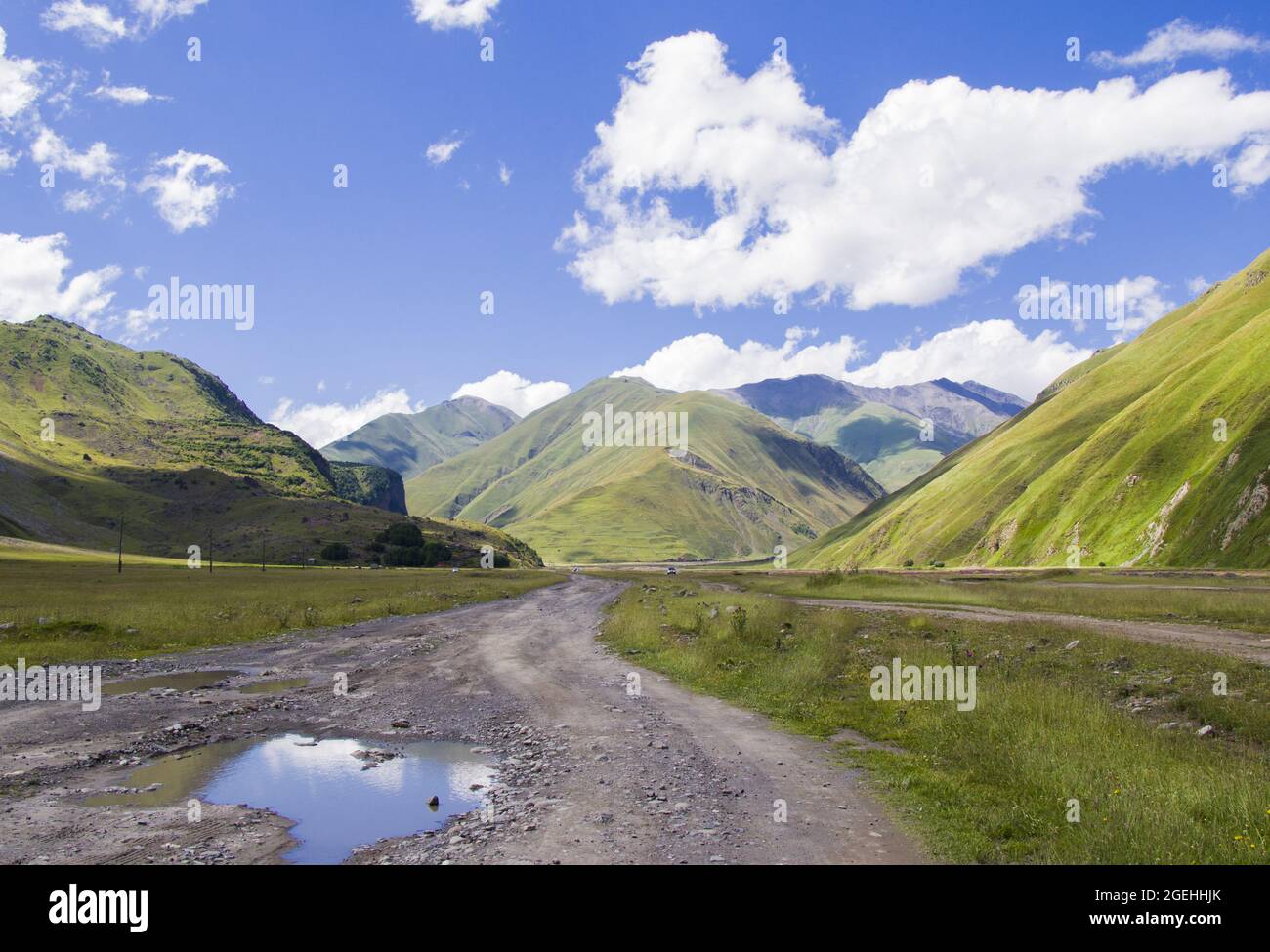Beautiful Caucasian landscape and view of a mountain range in Javakheti ...