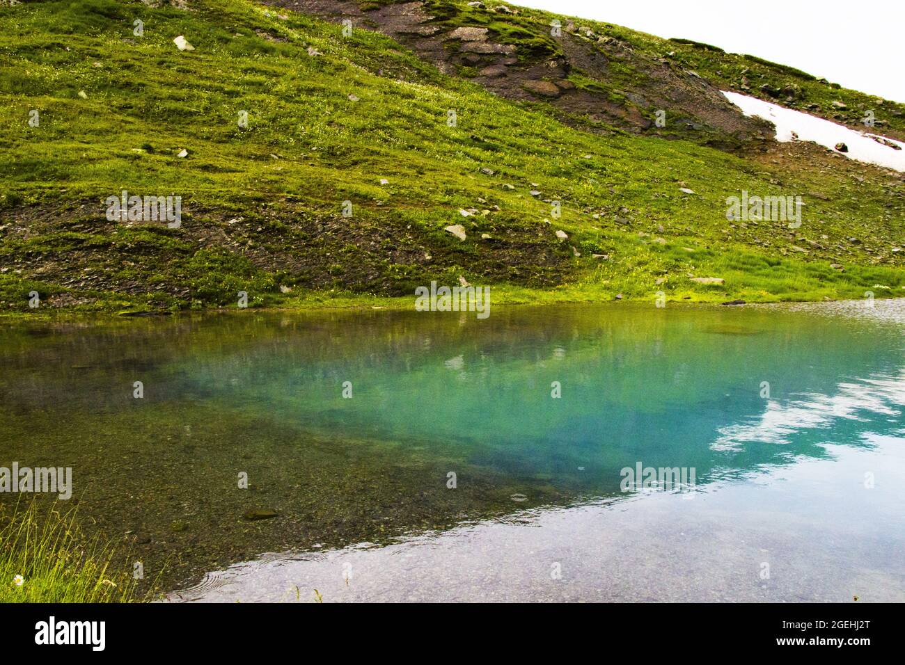 Beautiful Caucasian landscape with a mountain lake in Javakheti ...