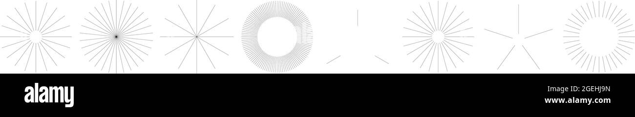 Radial, radiating, burst circular lines, stripes element. Starburst ...