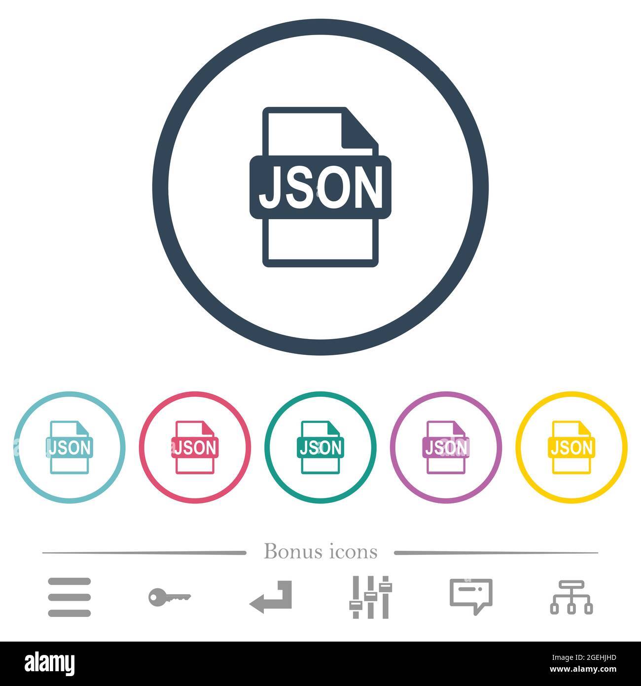 Json File Format Flat Color Icons In Round Outlines 6 Bonus Icons