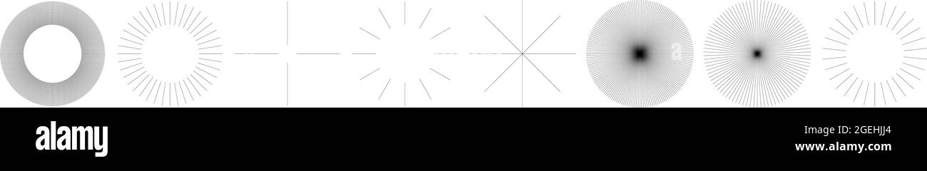 Radial, radiating, burst circular lines, stripes element. Starburst ...