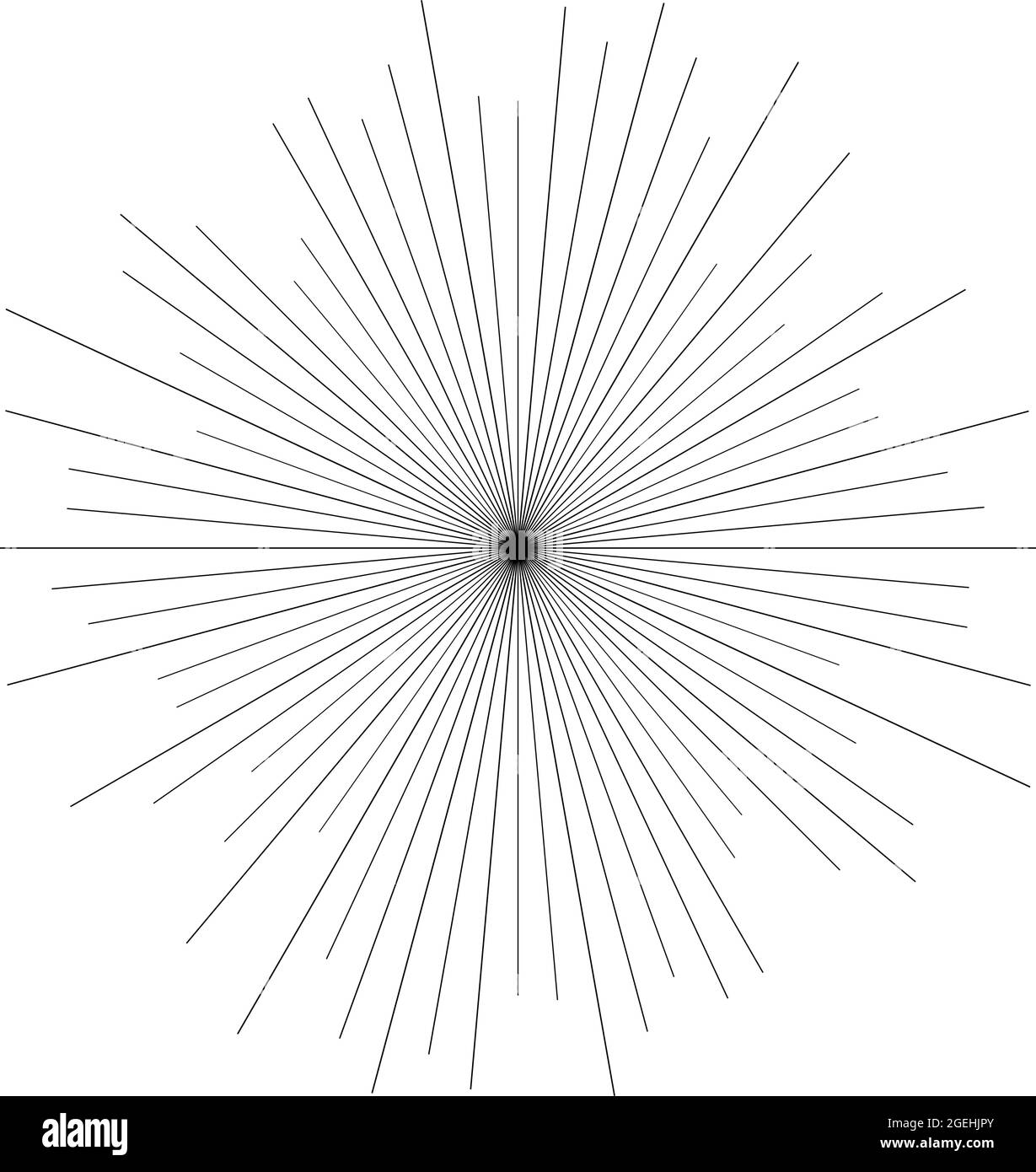 Radial radiating beam ray lines. Starburst, sunburst lineal element ...