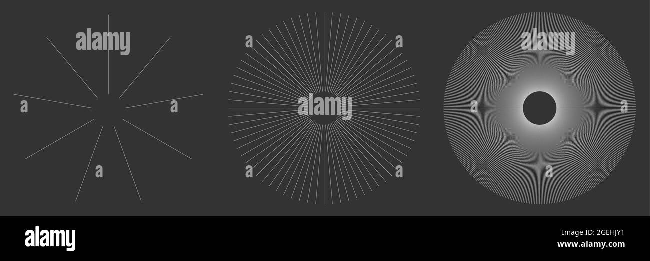 Radial, radiating, burst circular lines, stripes element. Starburst ...