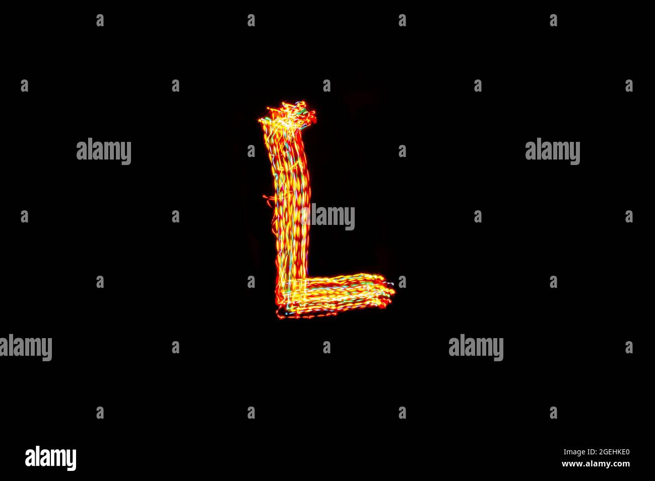 Letter L. Light painting alphabet. Long exposure photography. Drawing ...