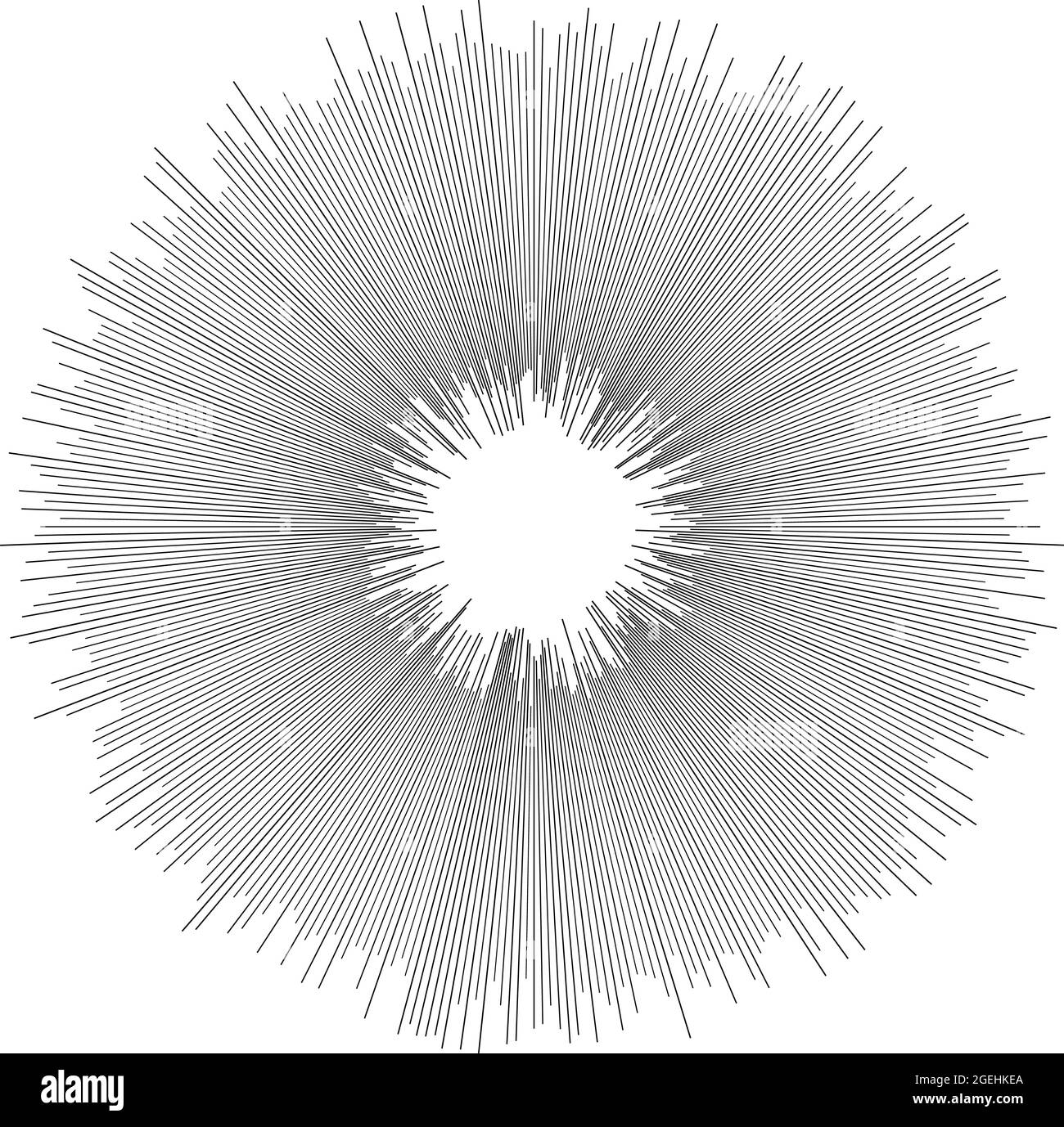 Radial radiating beam ray lines. Starburst, sunburst lineal element ...