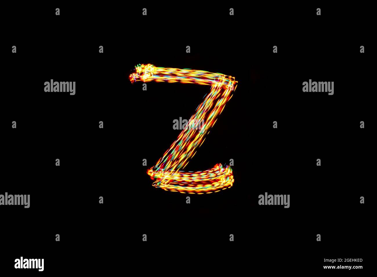 Letter Z. Light painting alphabet. Long exposure photography. Drawing ...