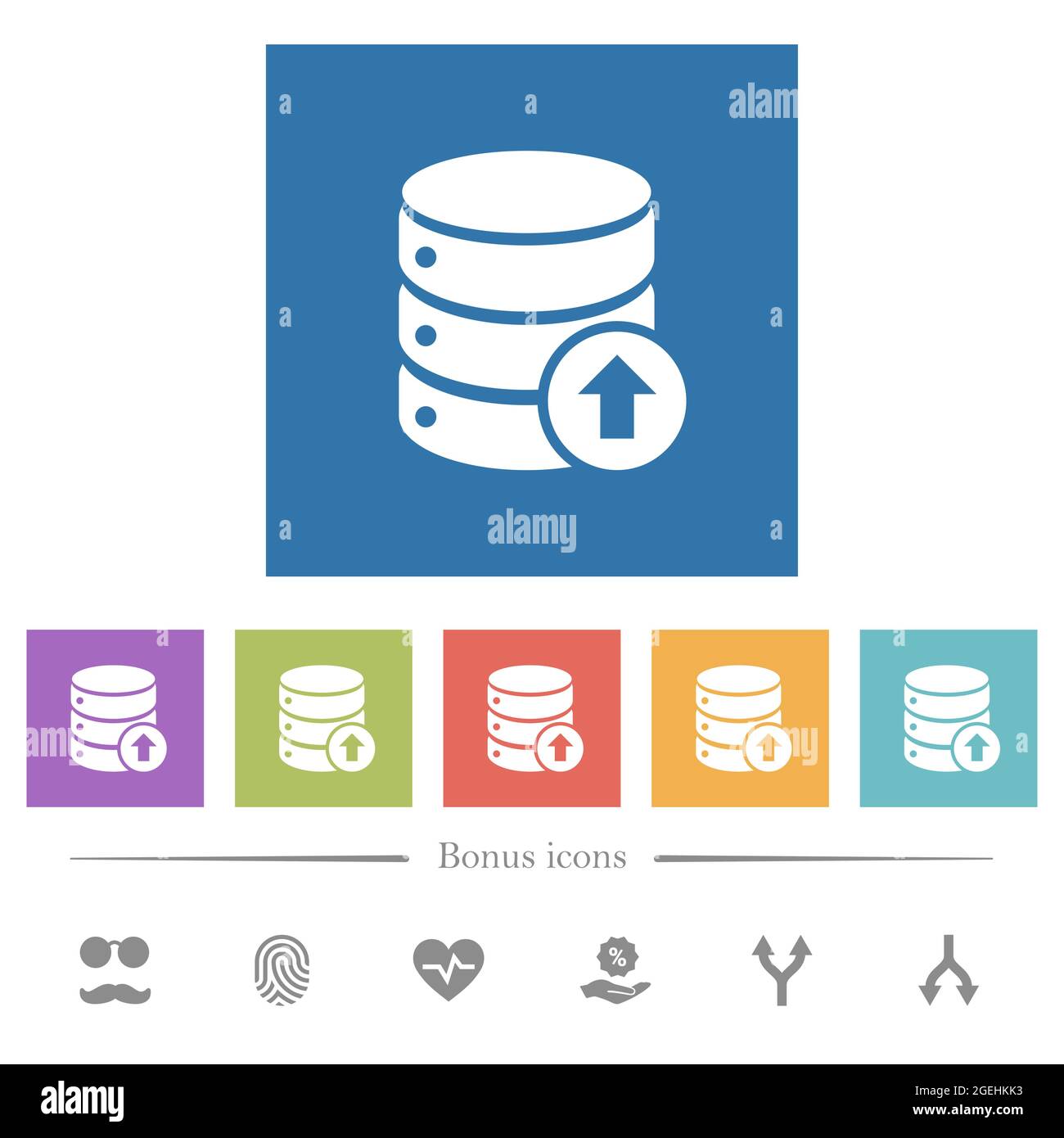 Restore database flat white icons in square backgrounds. 6 bonus icons ...