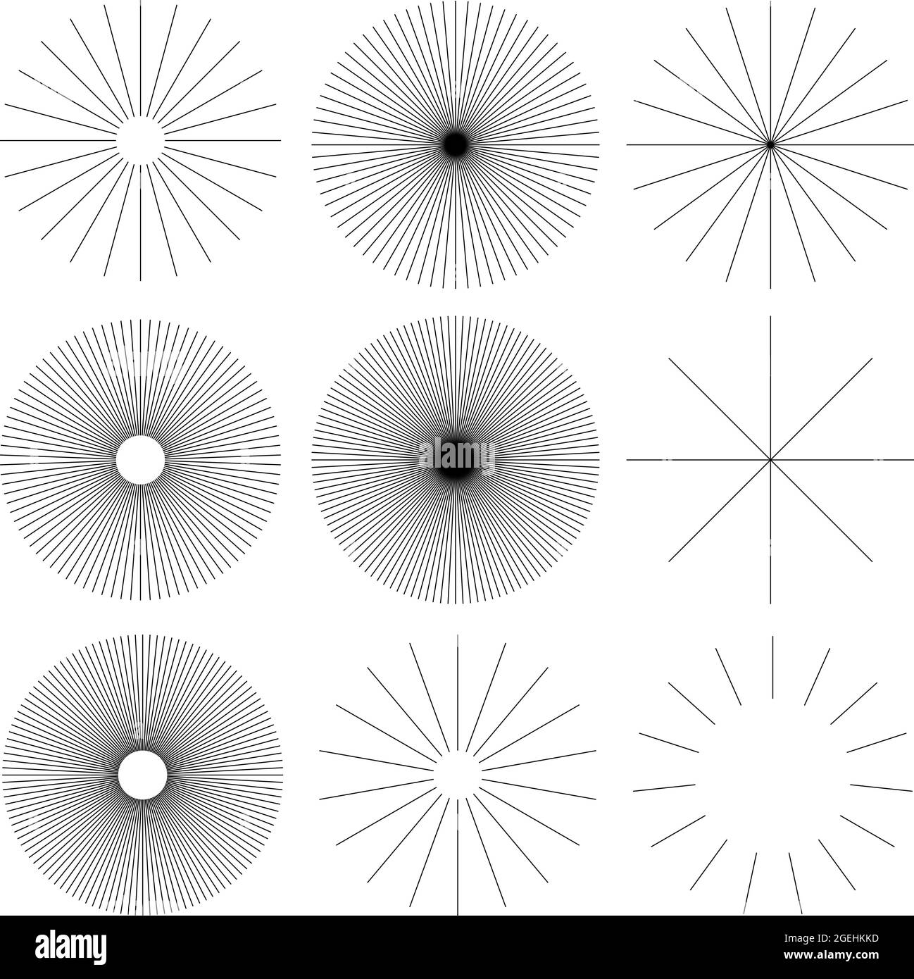 Radial, radiating, burst circular lines, stripes element. Starburst, sunburst. Gleam, glitter ...