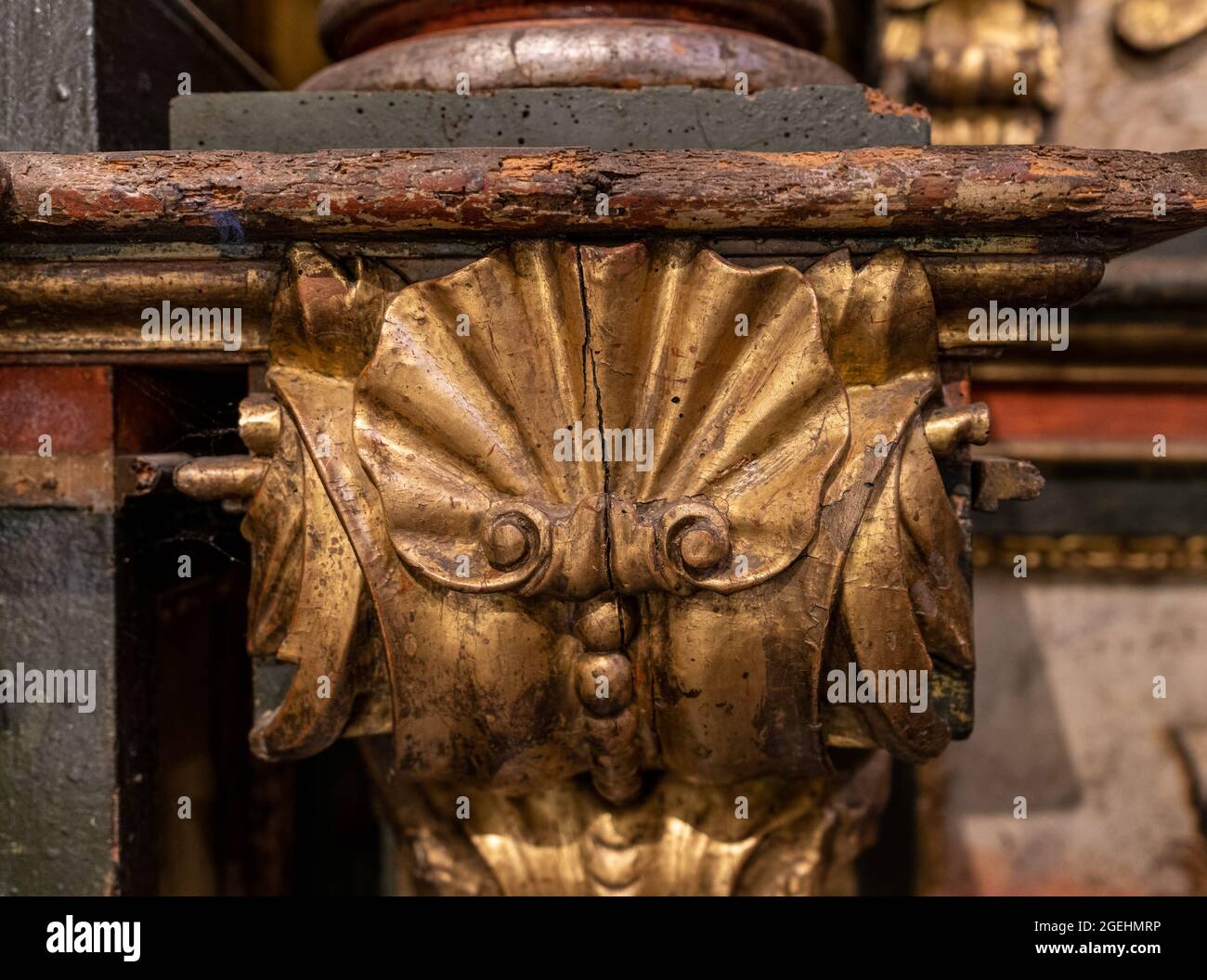 Ornaments in wood destroyed by the woodworm Stock Photo - Alamy