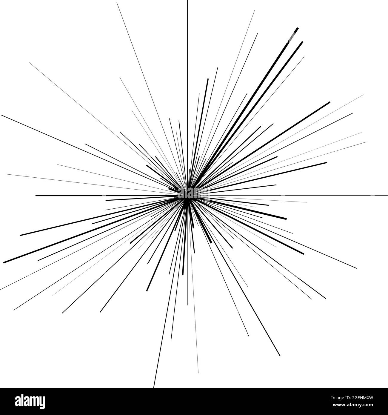 Radial radiating beam ray lines. Starburst, sunburst lineal element ...