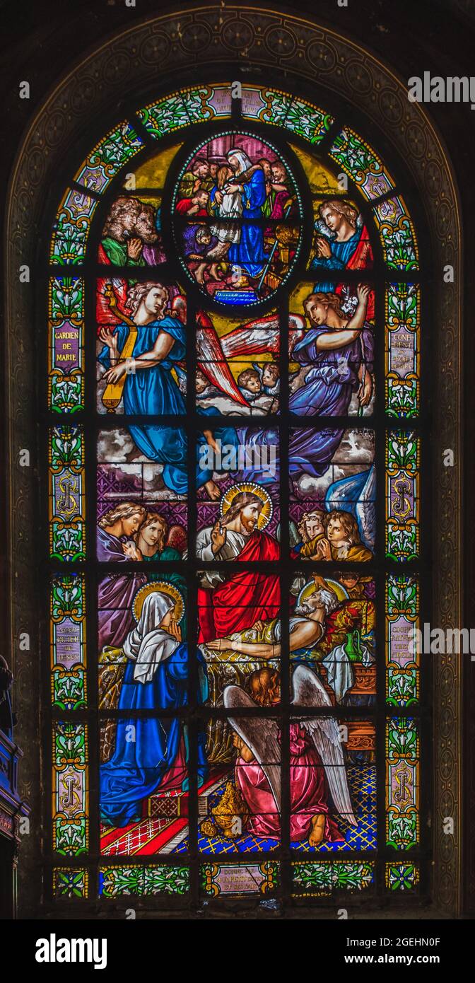 Stained glass windows in the Saint-Louis Cathedral of La Rochelle in ...