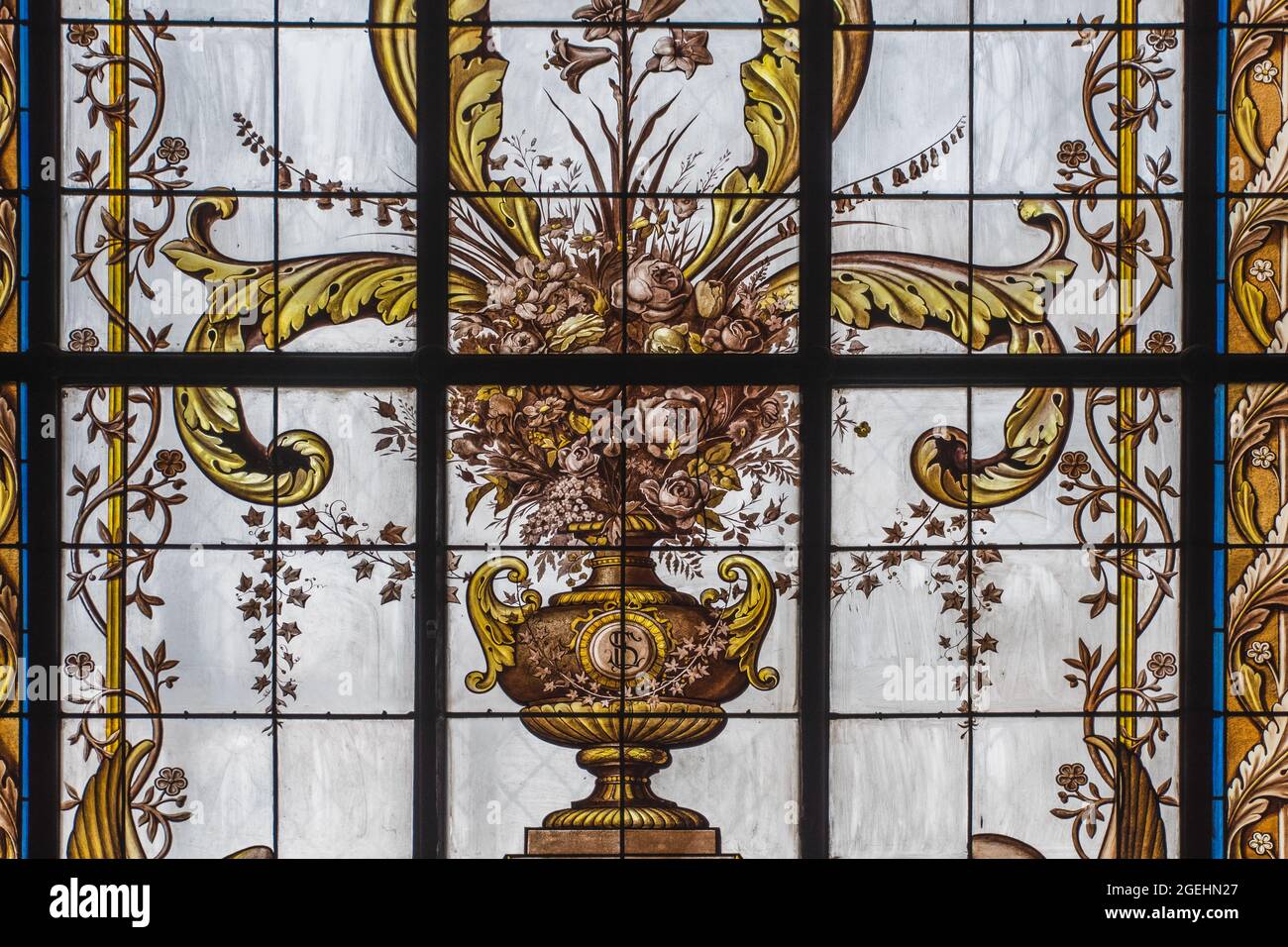 Stained glass windows in the Saint-Louis Cathedral of La Rochelle in ...