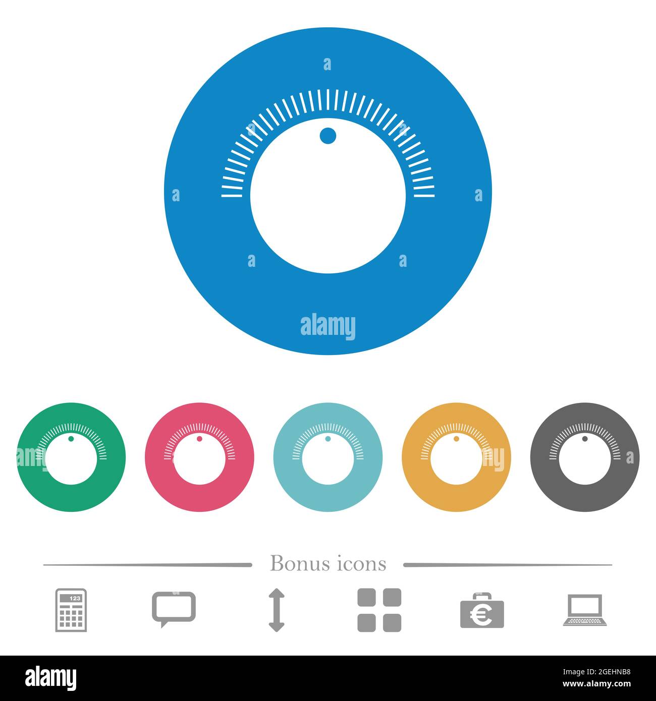 Simple volume control flat white icons on round color backgrounds. 6 ...