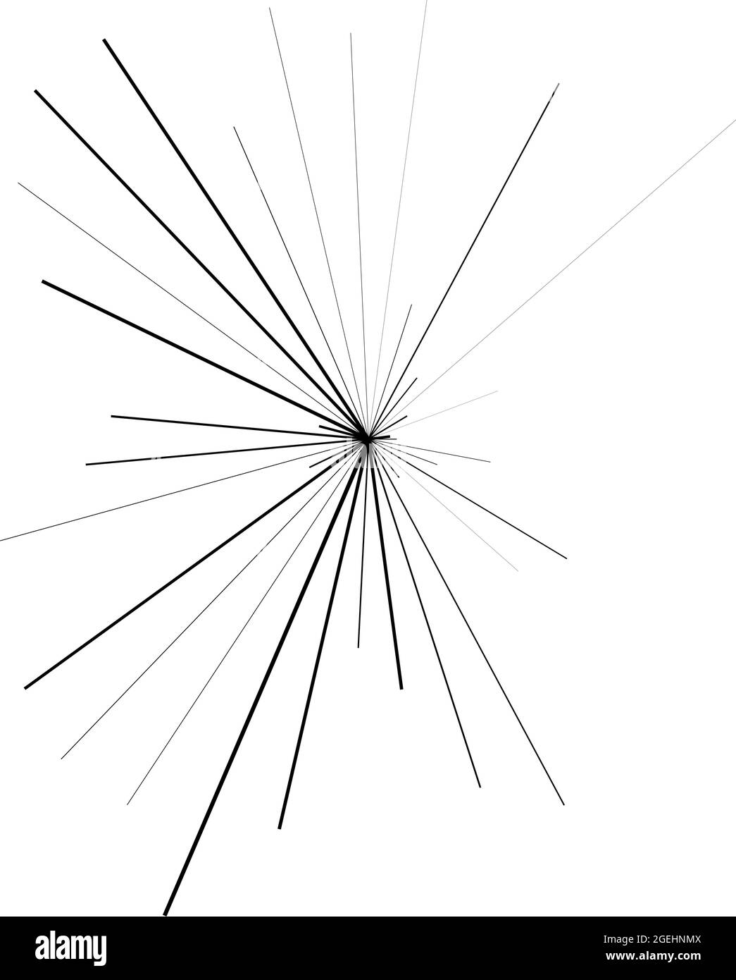 Radial radiating beam ray lines. Starburst, sunburst lineal element ...