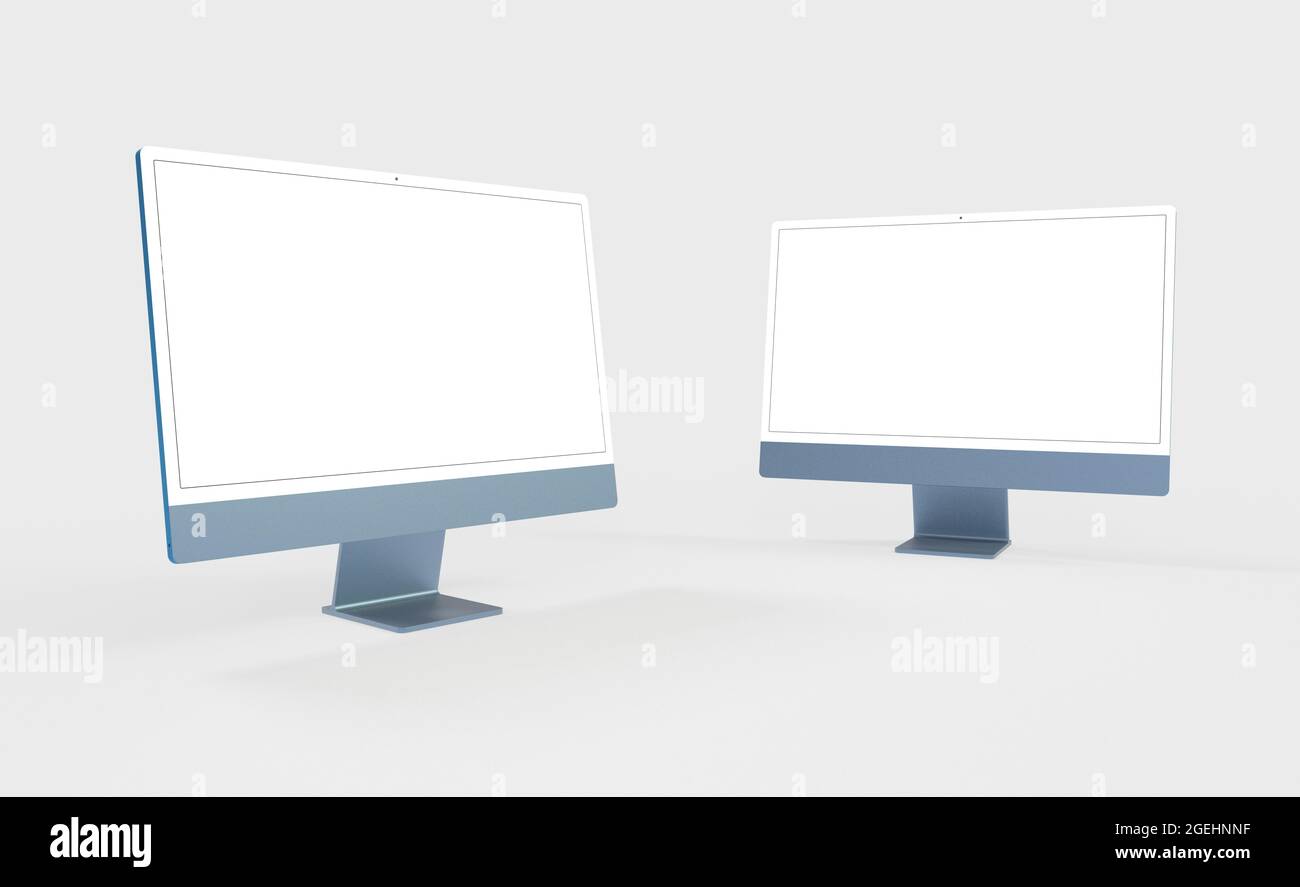 Computer monitors with copyspace on the white screen Stock Photo - Alamy