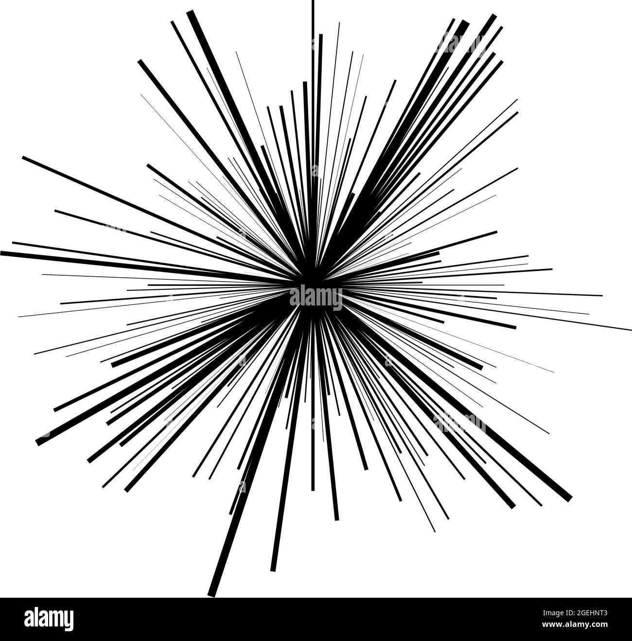 Radial radiating beam ray lines. Starburst, sunburst lineal element ...