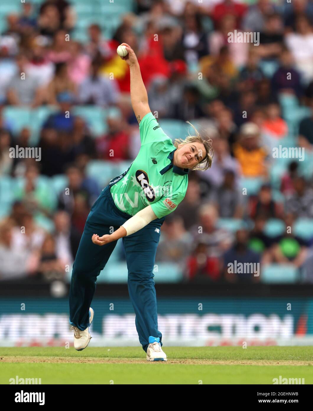 Oval Invincibles' Dane van Niekerk bowling during The Hundred ...