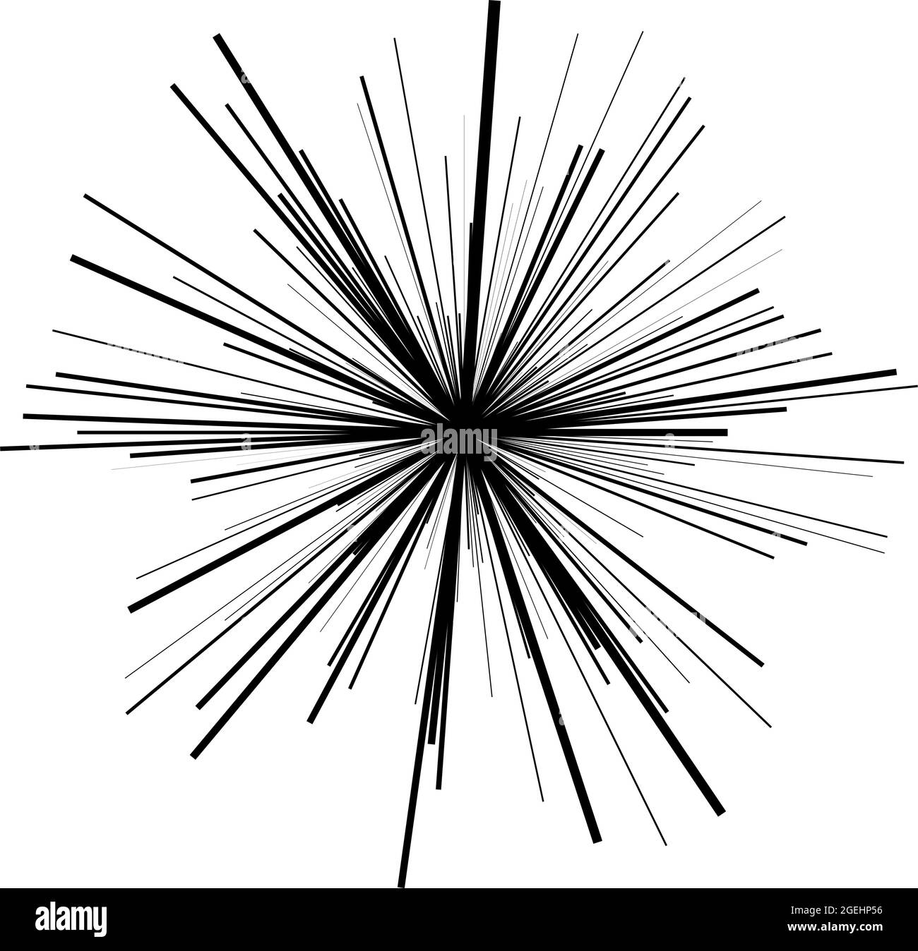 Radial radiating beam ray lines. Starburst, sunburst lineal element ...