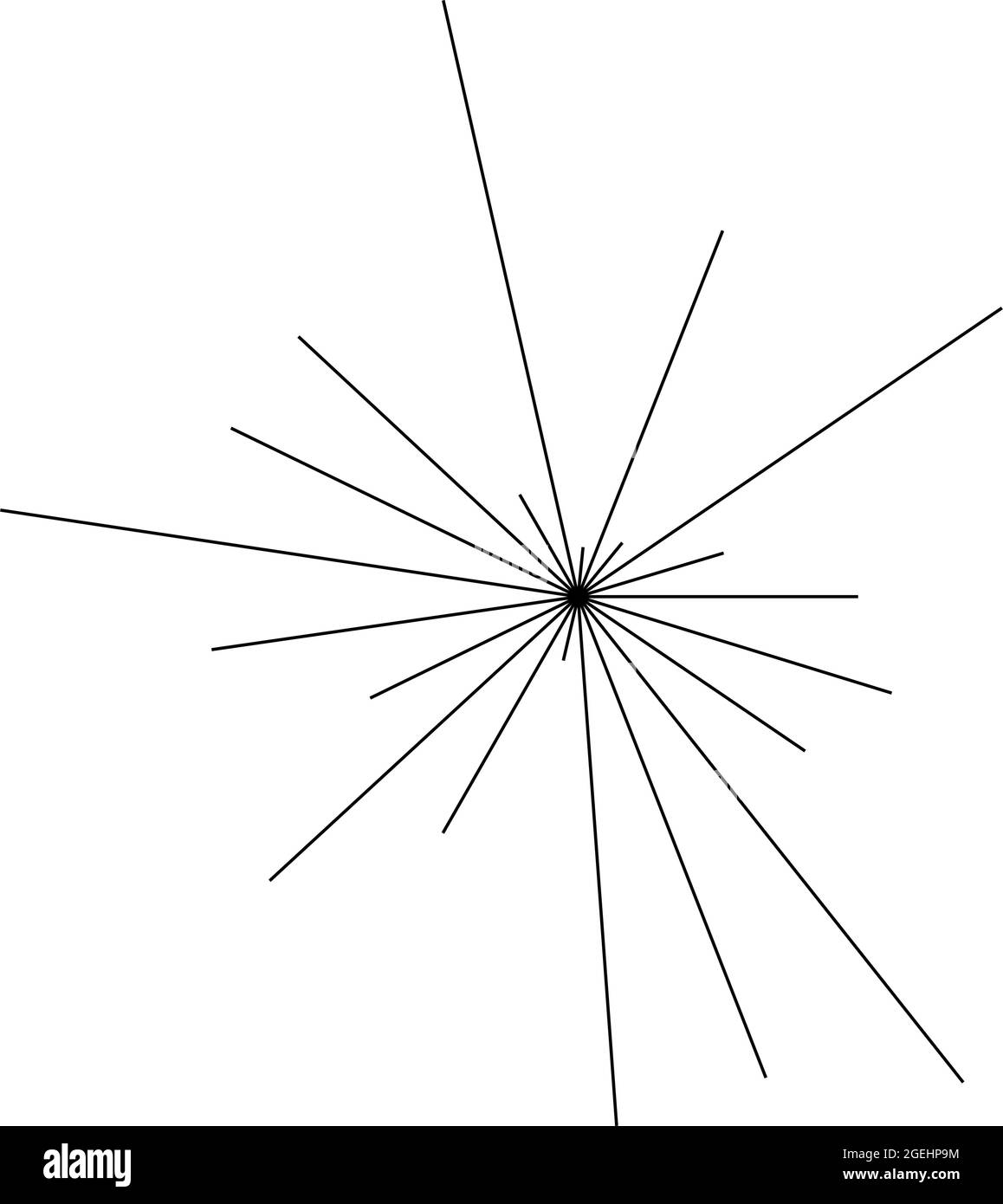 Radial radiating beam ray lines. Starburst, sunburst lineal element ...