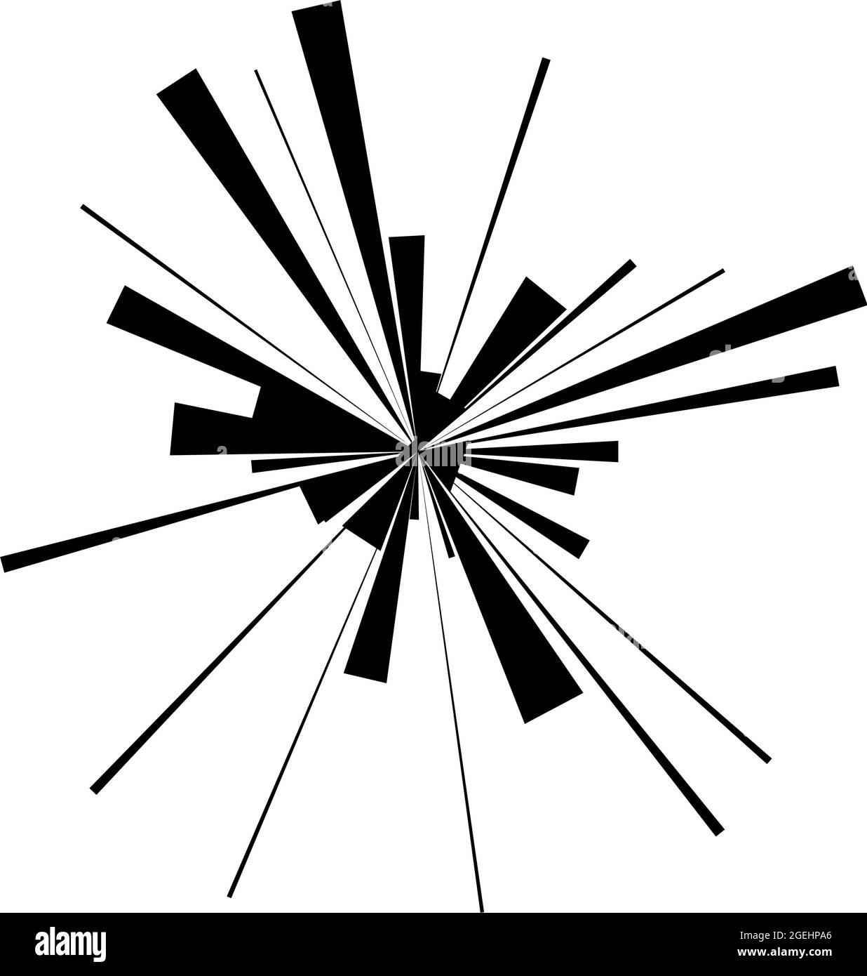 Radial radiating beam ray lines. Starburst, sunburst lineal element ...