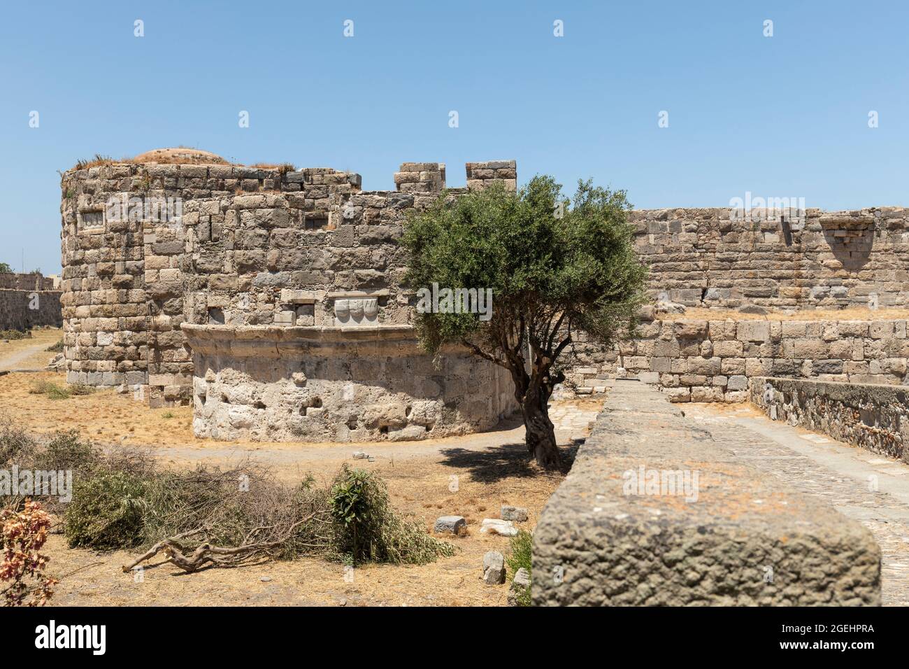 Nerantzia Castle or Knights of St John castle walls a historic medieval ...