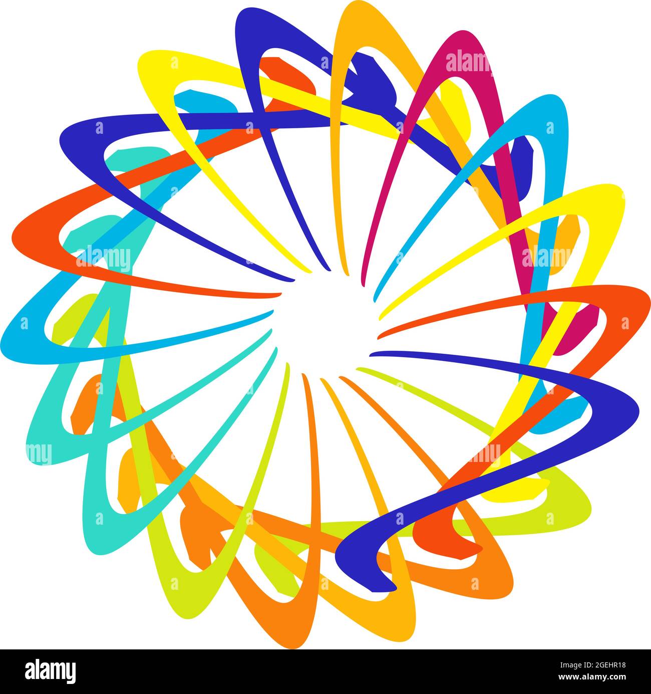 Circular, radial icon, motif, mandala shape. Swirl, twirl, helix ...