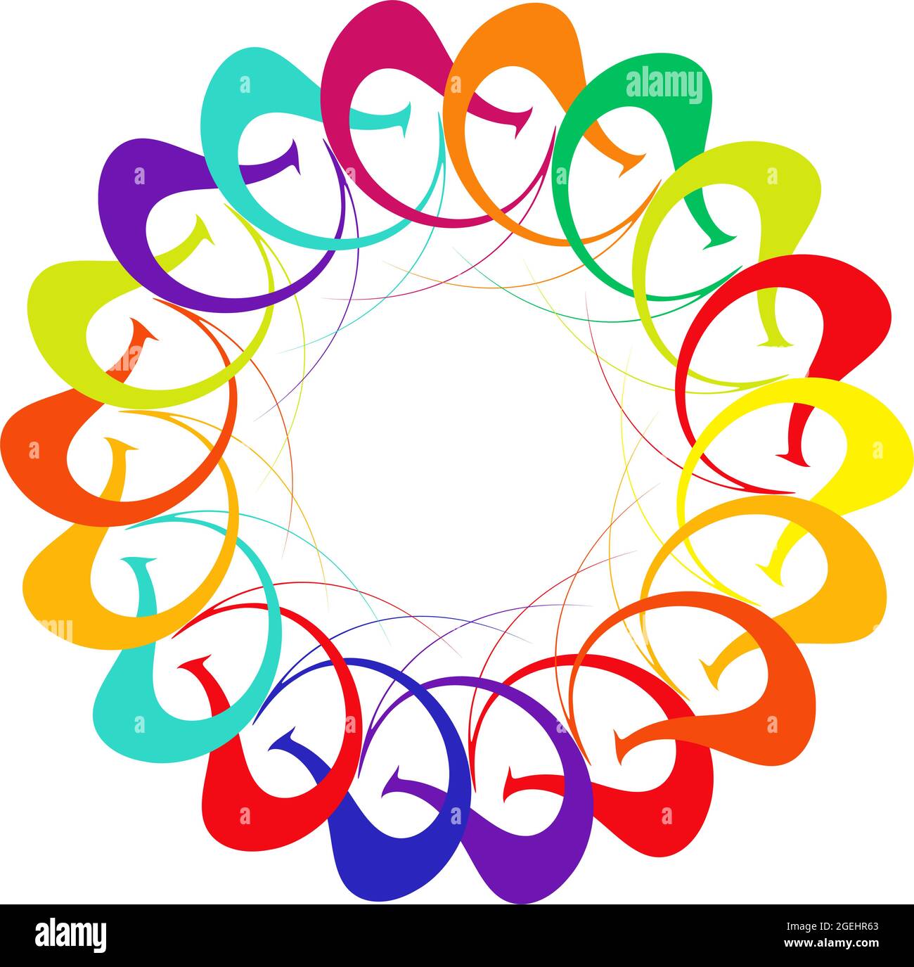 Circular, radial icon, motif, mandala shape. Swirl, twirl, helix ...