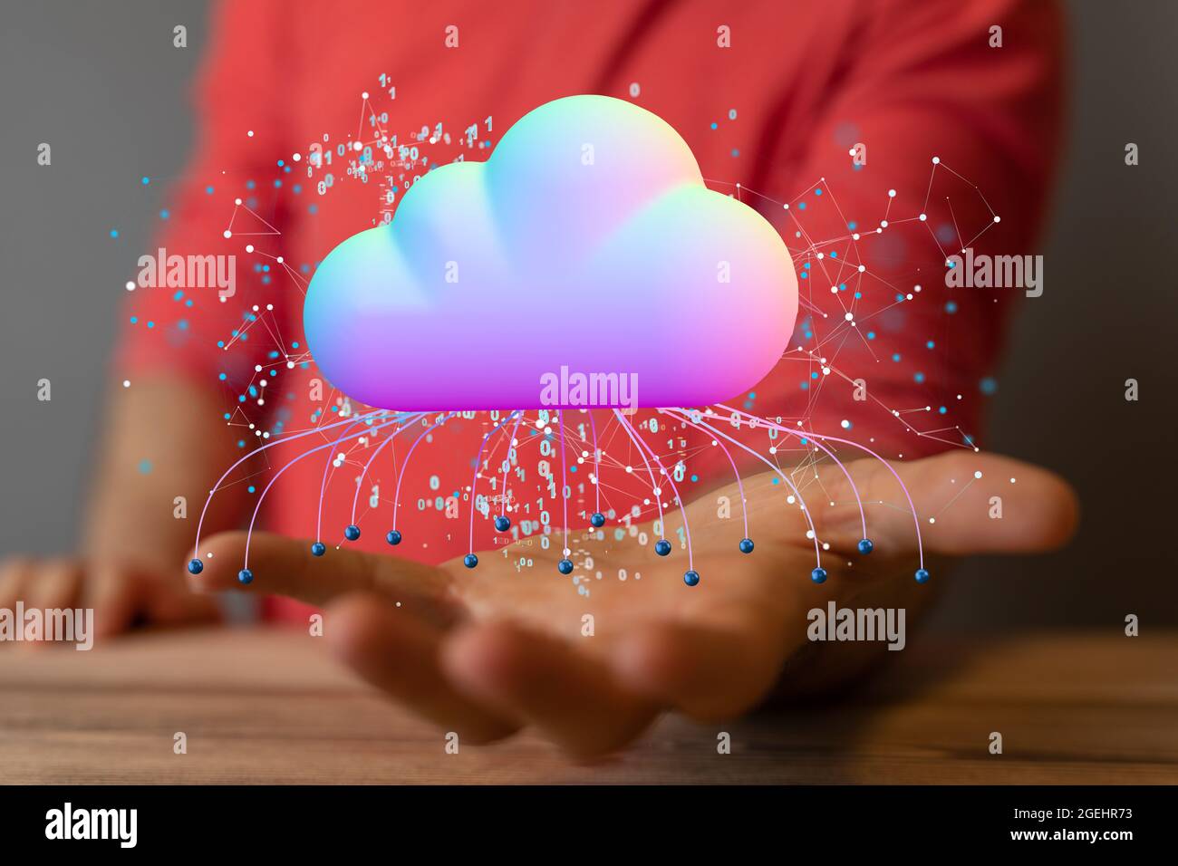 3D rendered cloud data storage held in a person's hand Stock Photo - Alamy
