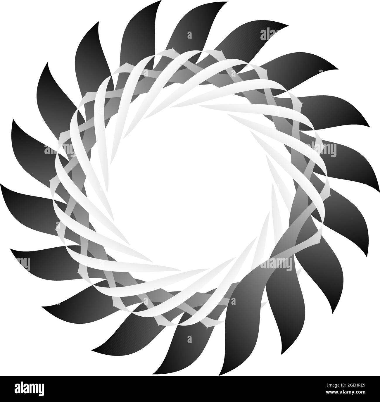 Circular, radial icon, motif, mandala shape. Swirl, twirl, helix ...