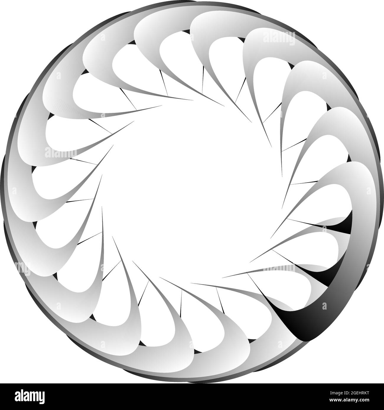 Circular, radial icon, motif, mandala shape. Swirl, twirl, helix ...