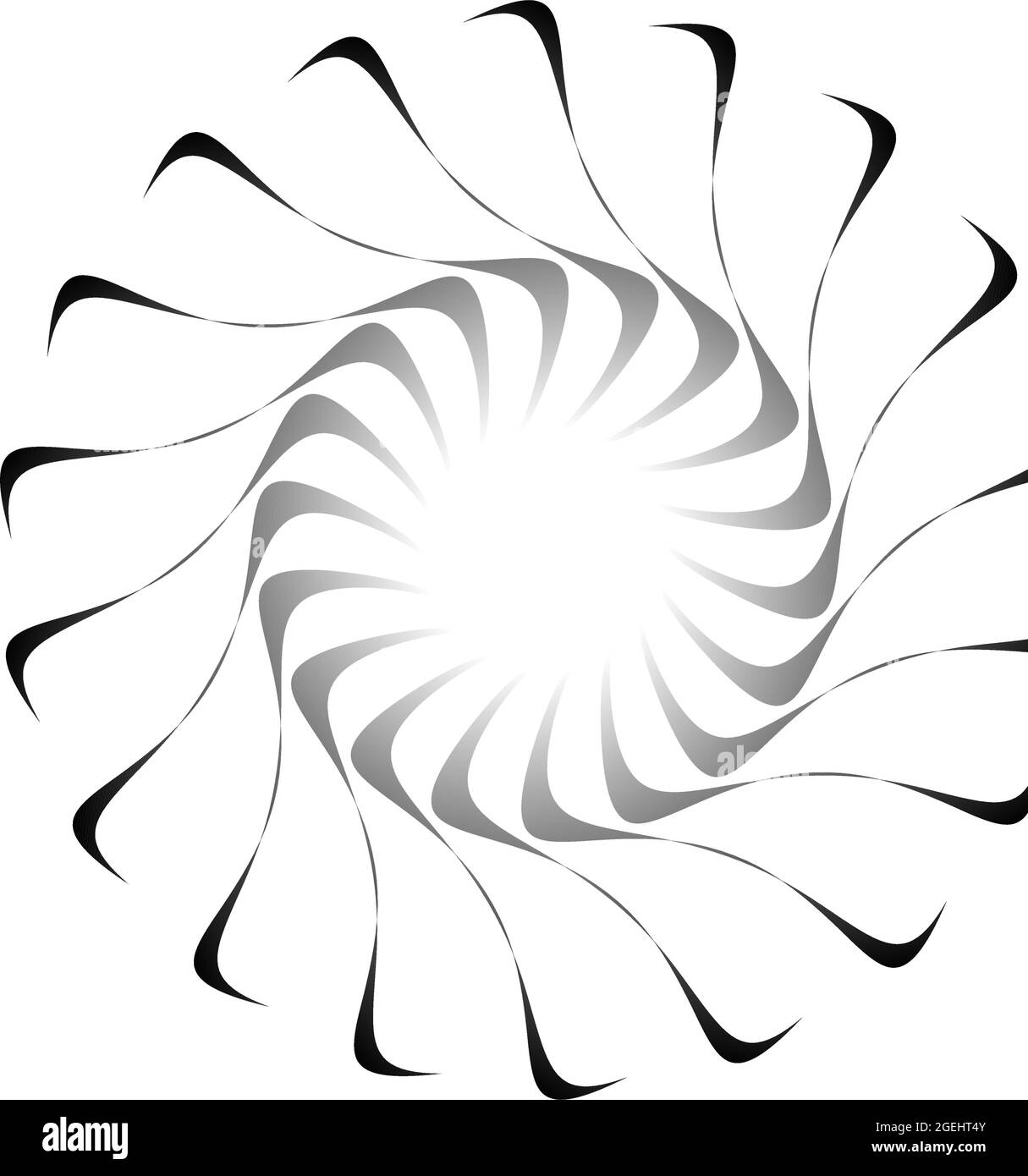 Circular, radial icon, motif, mandala shape. Swirl, twirl, helix ...