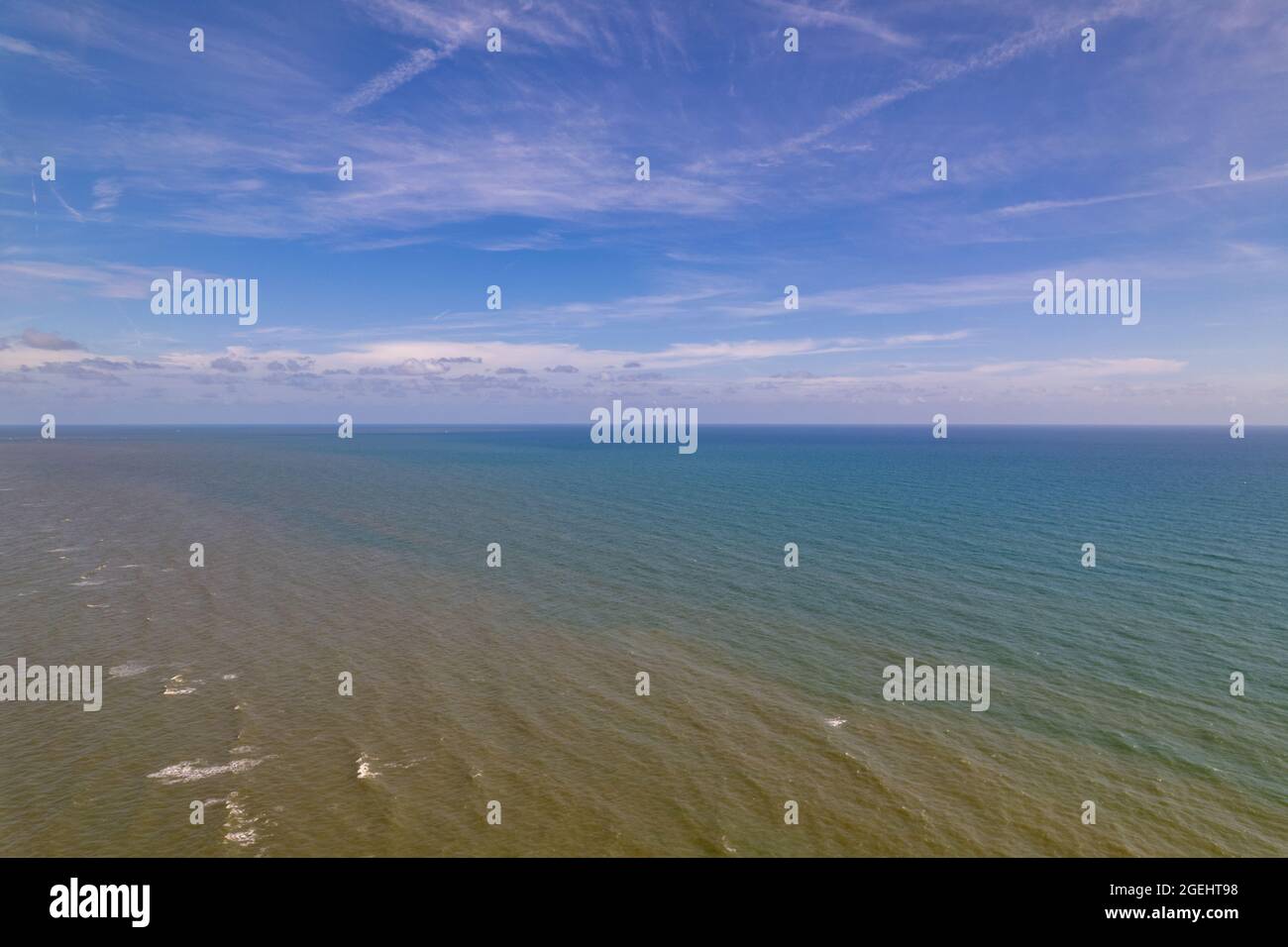 Aerial of just the Atlantic Ocean calm colorful horizon Stock Photo - Alamy