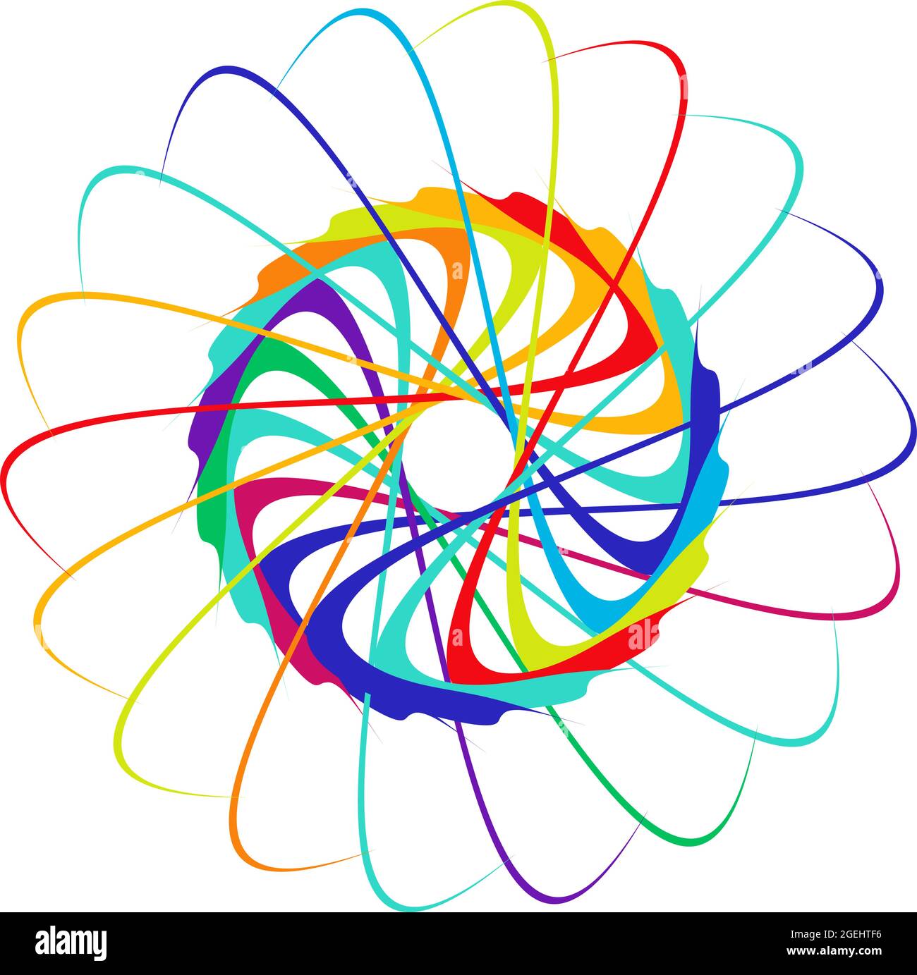 Circular, radial icon, motif, mandala shape. Swirl, twirl, helix ...