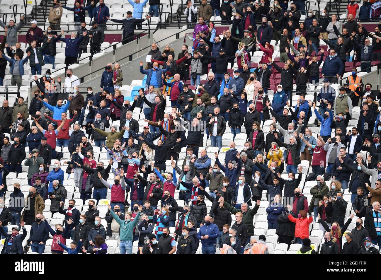 File photo dated 23-05-2021 of West Ham United fans in the stands ... File photo dated 23-05-2021 of West Ham United fans in the stands ...