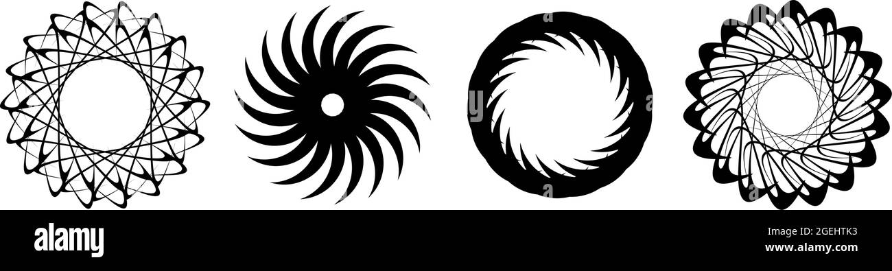 Circular, radial icon, motif, mandala shape. Swirl, twirl, helix ...