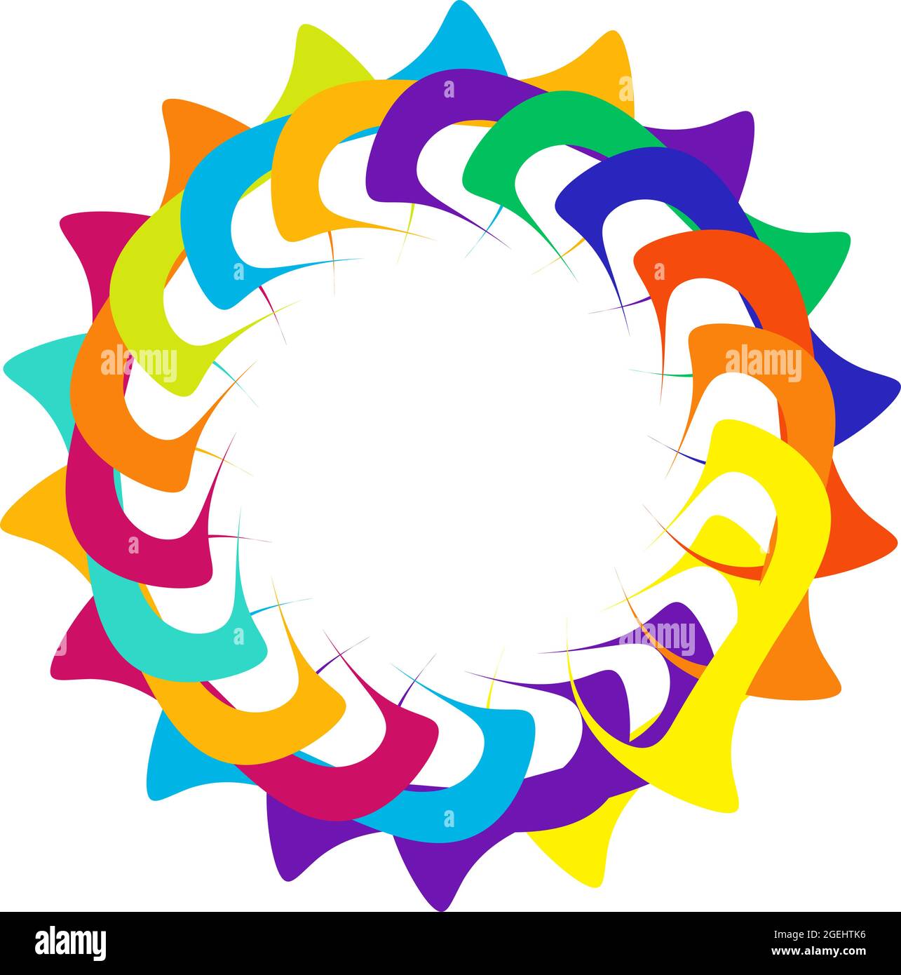 Circular, radial icon, motif, mandala shape. Swirl, twirl, helix ...