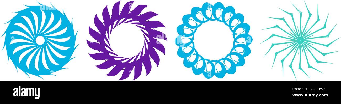 Circular, radial icon, motif, mandala shape. Swirl, twirl, helix ...