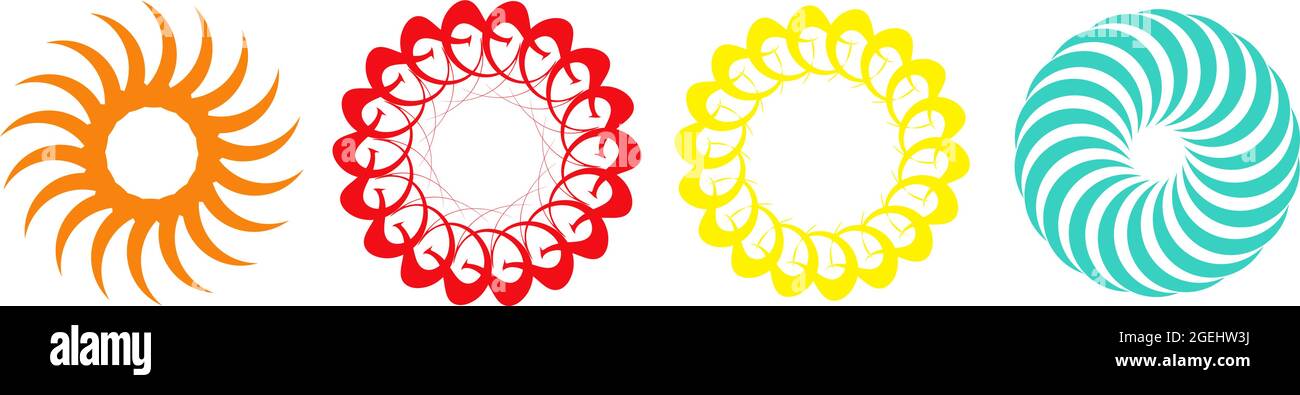 Circular, radial icon, motif, mandala shape. Swirl, twirl, helix ...